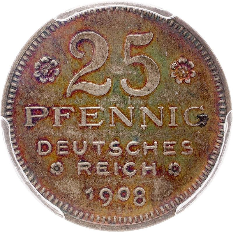 Pièce Allemagne - ESSAI 25 pfennig 1908 D (Munich) | Olivier Goujon ...